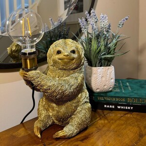 Seated Sloth Table / Desk Lamp Gold Colour H30cm X L25cm Light - Etsy UK