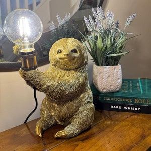 Seated Sloth Table / Desk Lamp Gold Colour H30cm X L25cm Light - Etsy UK