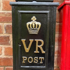 Cast Iron Royal Mail Wall Postbox Letter Box - Choice of ER GR VR - Red ...