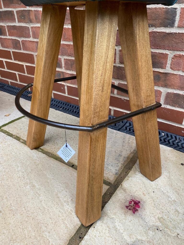 Leather Breakfast Bar Kitchen Counter Stool Wood Legs Pommel - Etsy UK