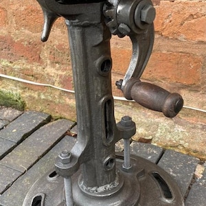 Industrial Style Iron Side Table Moving Gears Adjustable Height Wood ...