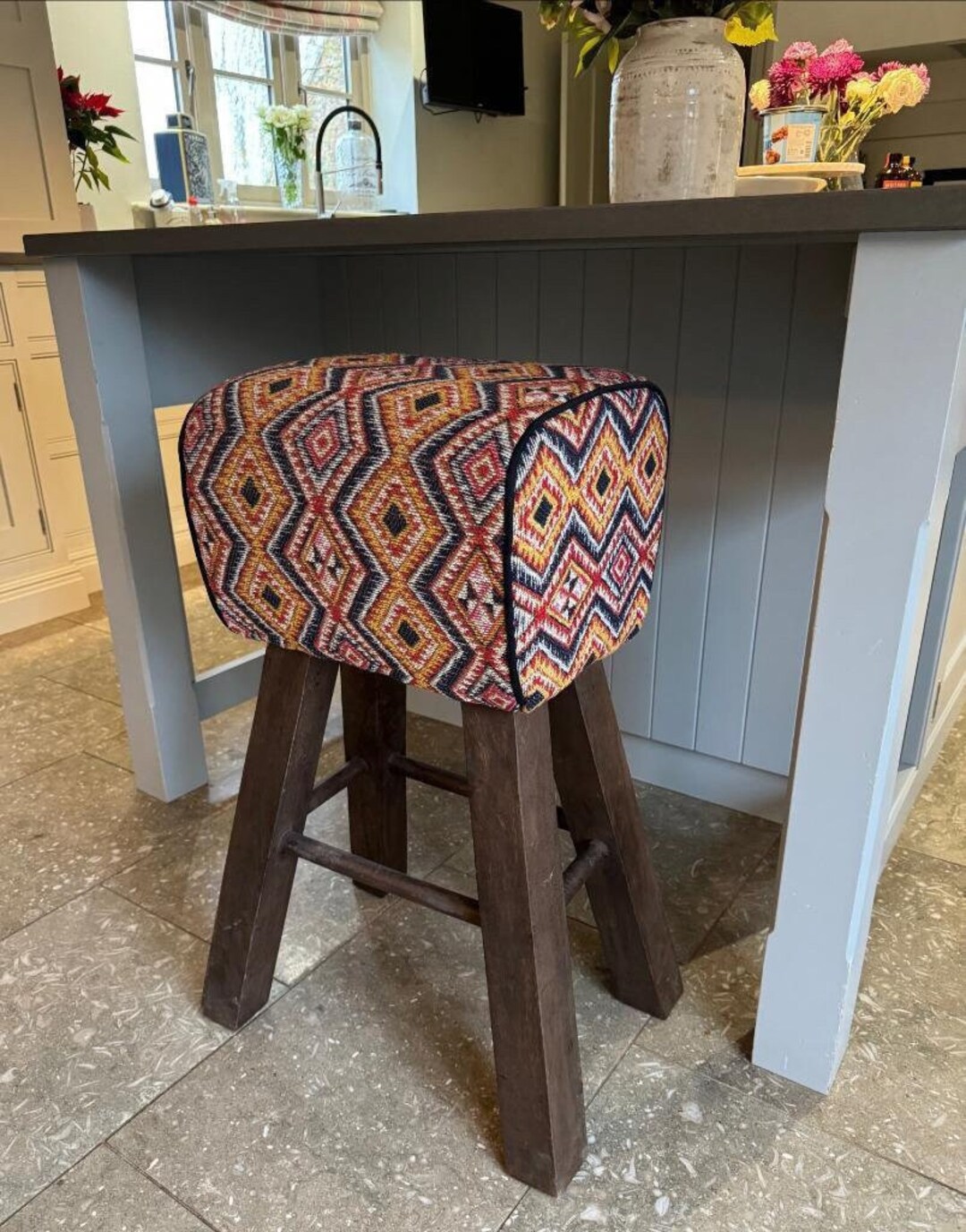 Breakfast Bar Kitchen Counter Stool - Wood Legs Pommel Horse Style ...