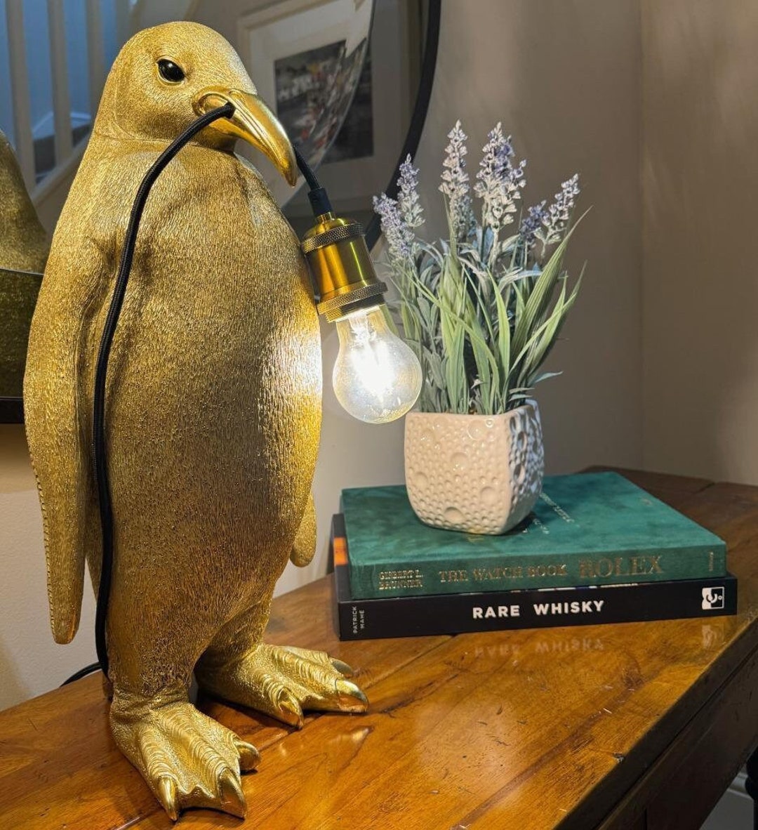 Penguin Table Lamp - Gold Colour - H50cm X L23cm - Quirky Fun Light - Etsy