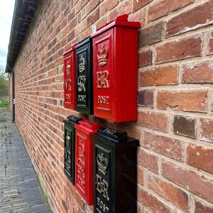 Cast Iron Royal Mail Wall Postbox Letter Box - Choice of ER GR VR - Red ...
