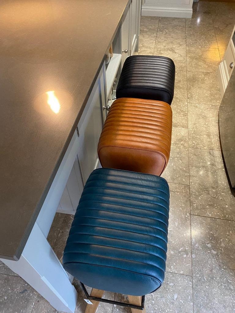 Leather Breakfast Bar Kitchen Counter Stool Wood Legs Pommel - Etsy UK