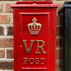 Cast Iron Royal Mail Wall Postbox Letter Box - Choice of ER GR VR - Red ...