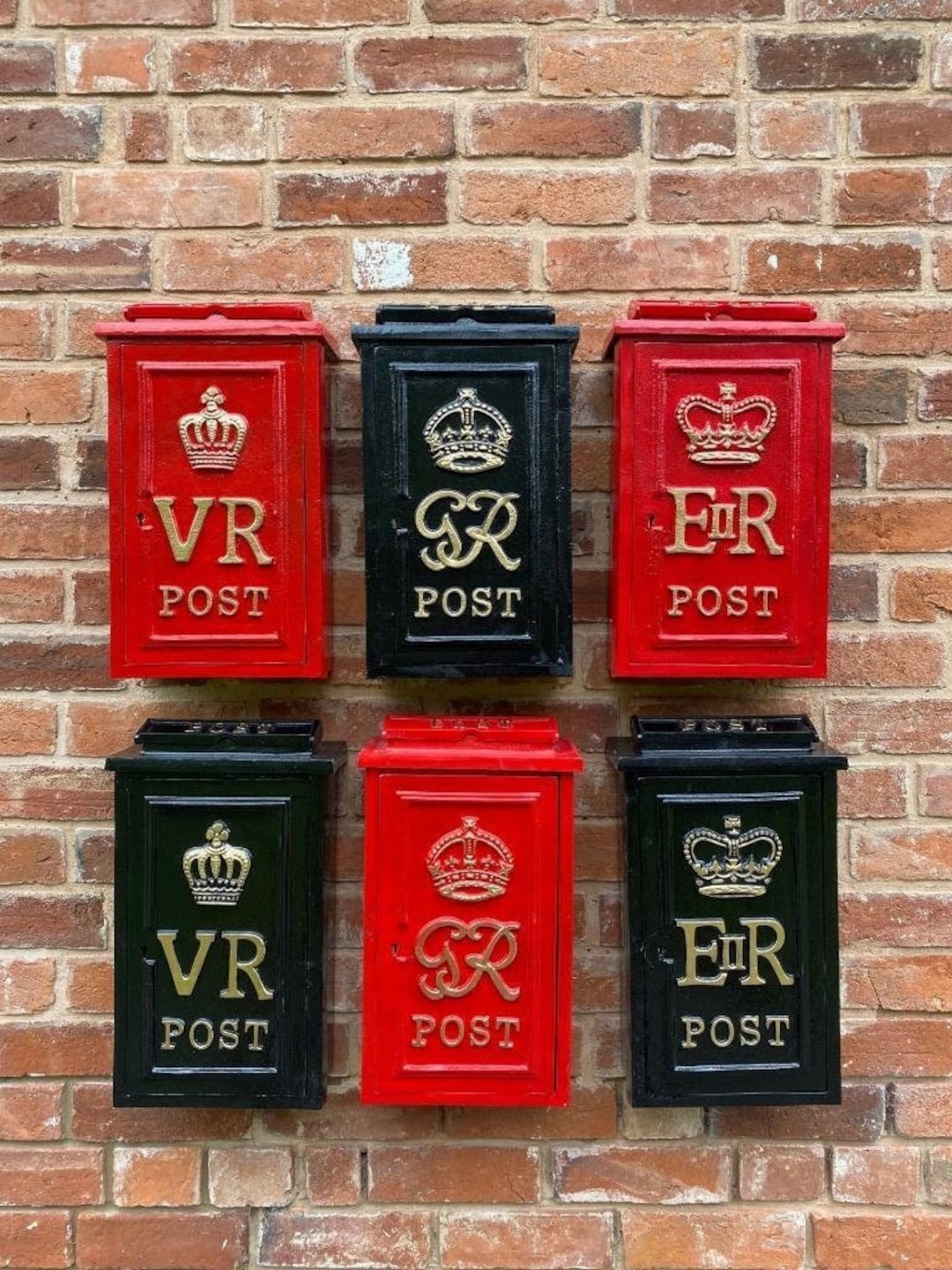 Cast Iron Royal Mail Wall Postbox Letter Box - Choice of ER GR VR - Red ...