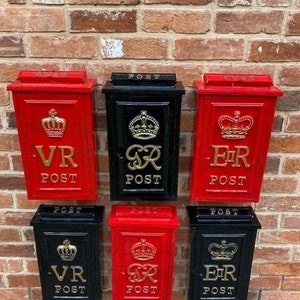 Cast Iron Royal Mail Wall Postbox Letter Box - Choice of ER GR VR - Red ...