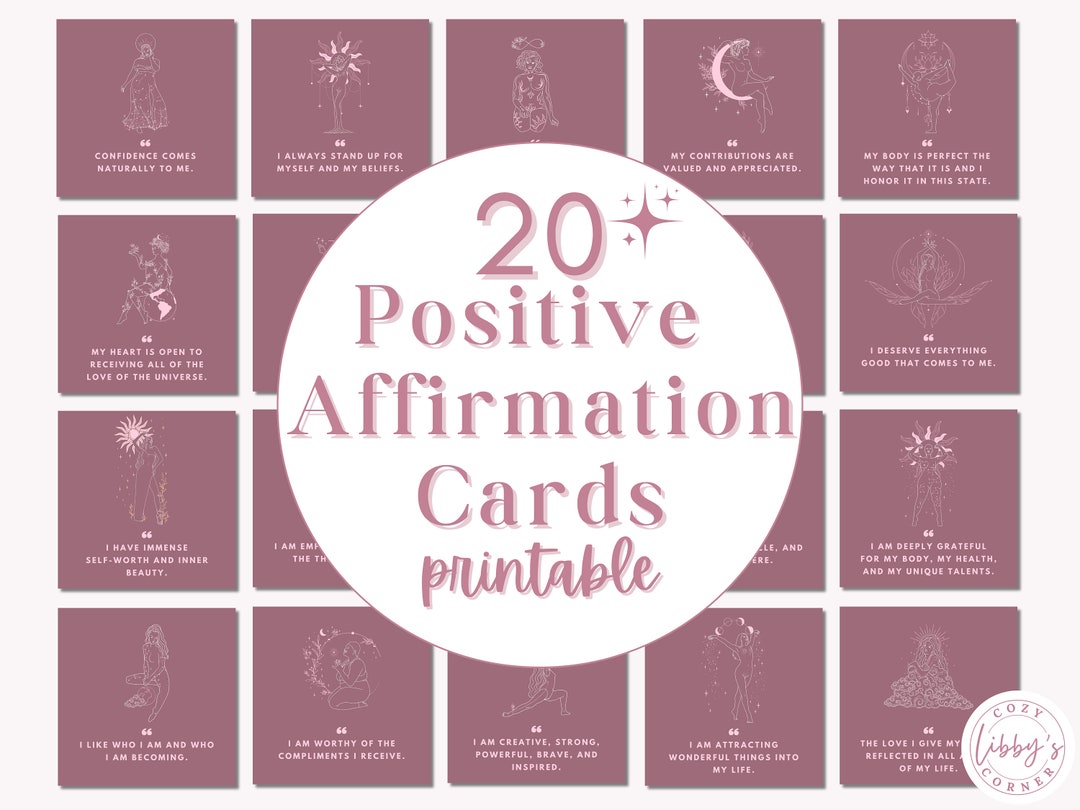 20 Positive Affirmations Card Deck Manifesting Kit Self Care Vision ...