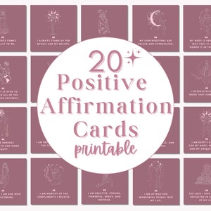 20 Positive Affirmations Card Deck Manifesting Kit Self Care Vision ...