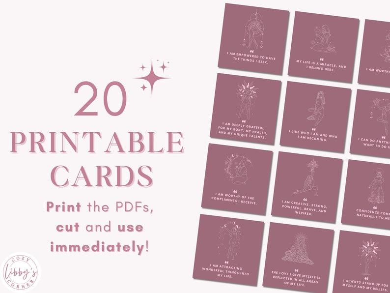20 Positive Affirmations Card Deck Manifesting Kit Self Care Vision ...