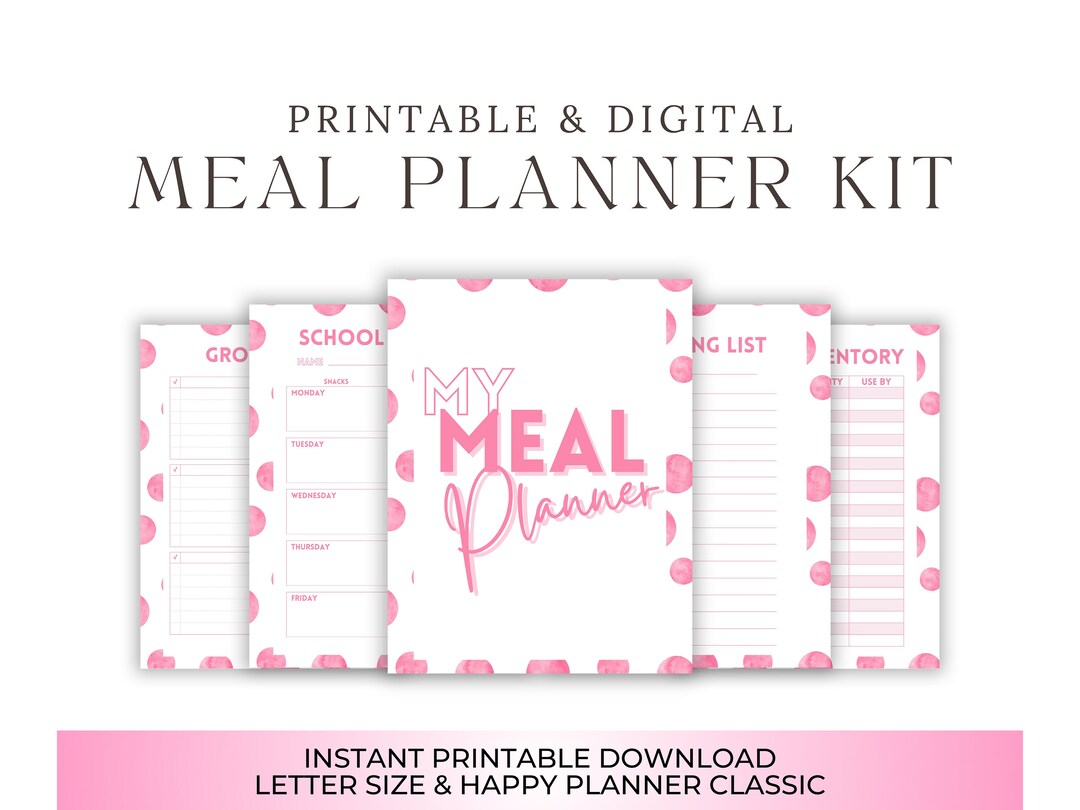 MEAL PLANNER Printable Meal Prep for Families School Lunch Save Money ...