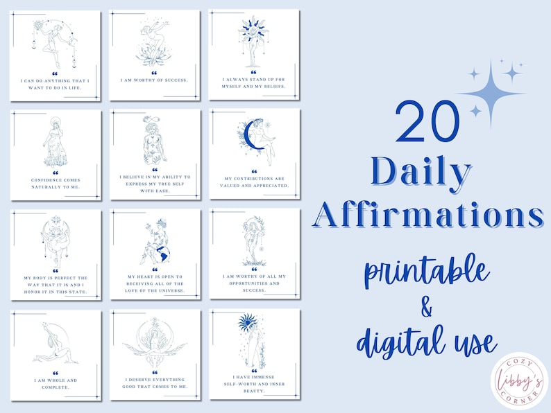 20 Positive Affirmations Card Deck Manifesting Kit Self Care Vision ...
