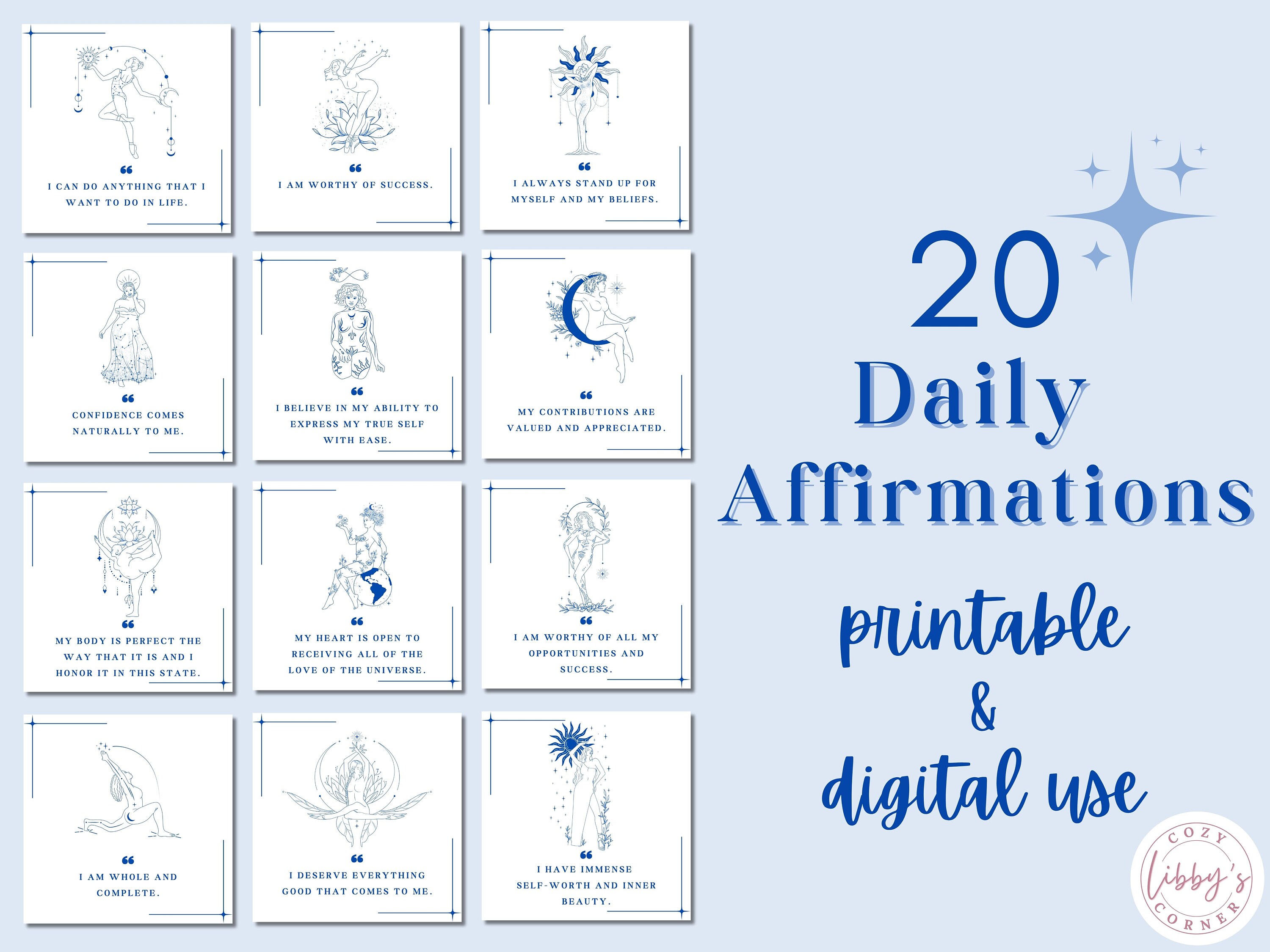 20 Positive Affirmations Card Deck Manifesting Kit Self Care Vision ...