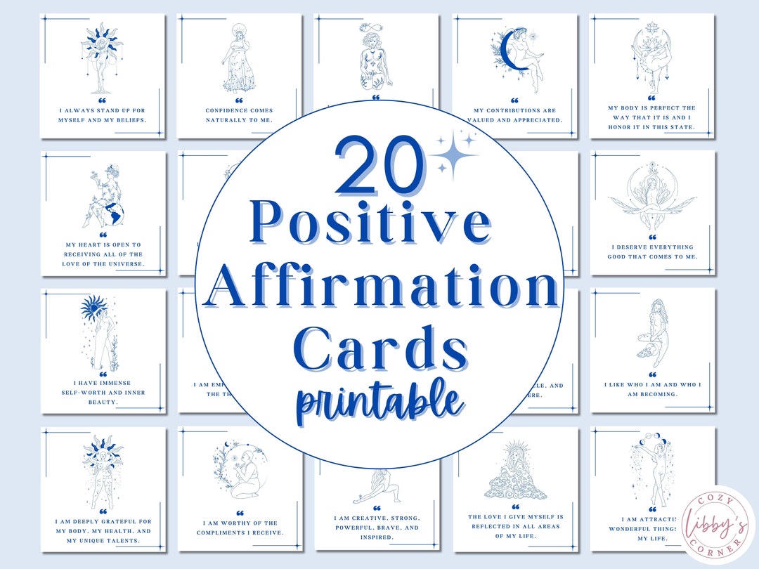 20 Positive Affirmations Card Deck Manifesting Kit Self Care Vision ...
