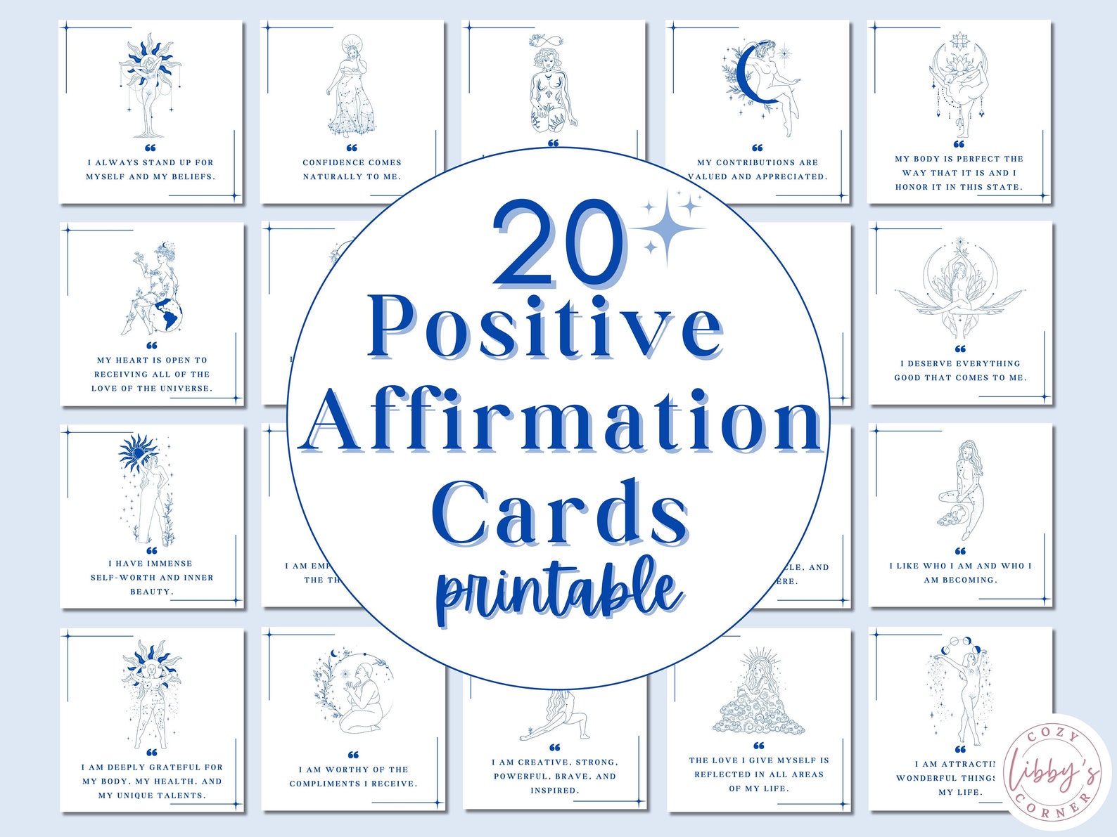 20 Positive Affirmations Card Deck Manifesting Kit Self Care Vision ...