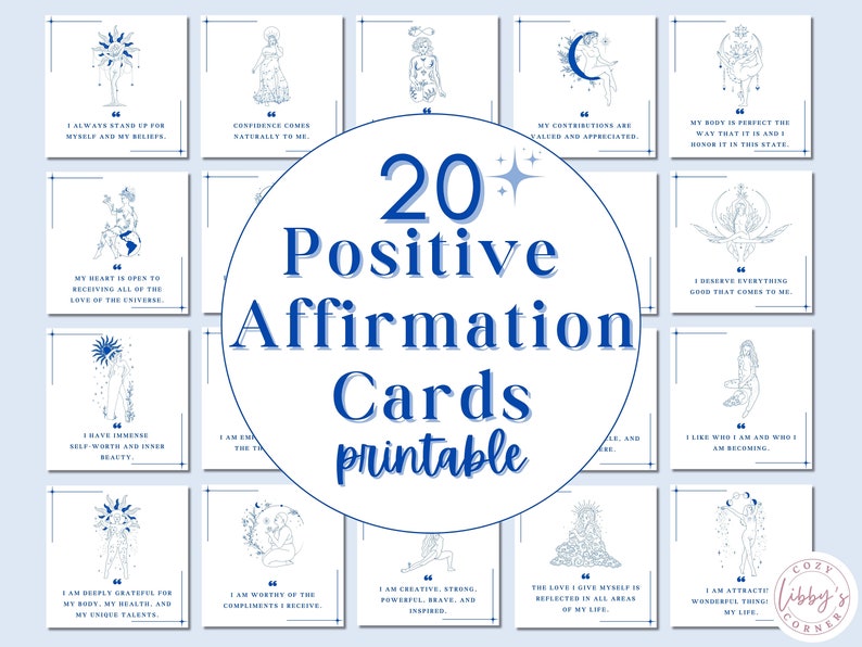 20 Positive Affirmations Card Deck Manifesting Kit Self Care Vision ...