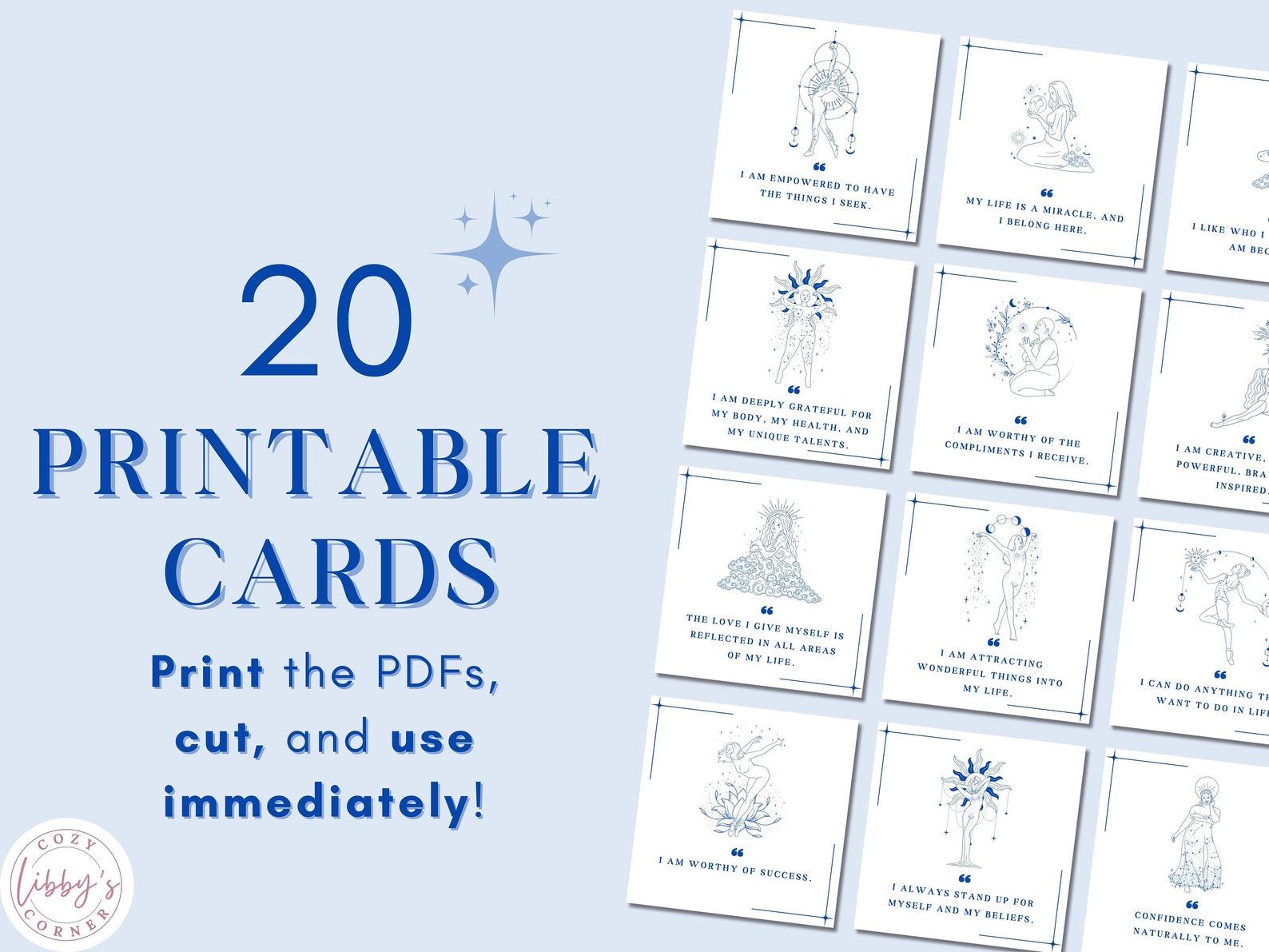 20 Positive Affirmations Card Deck Manifesting Kit Self Care Vision ...