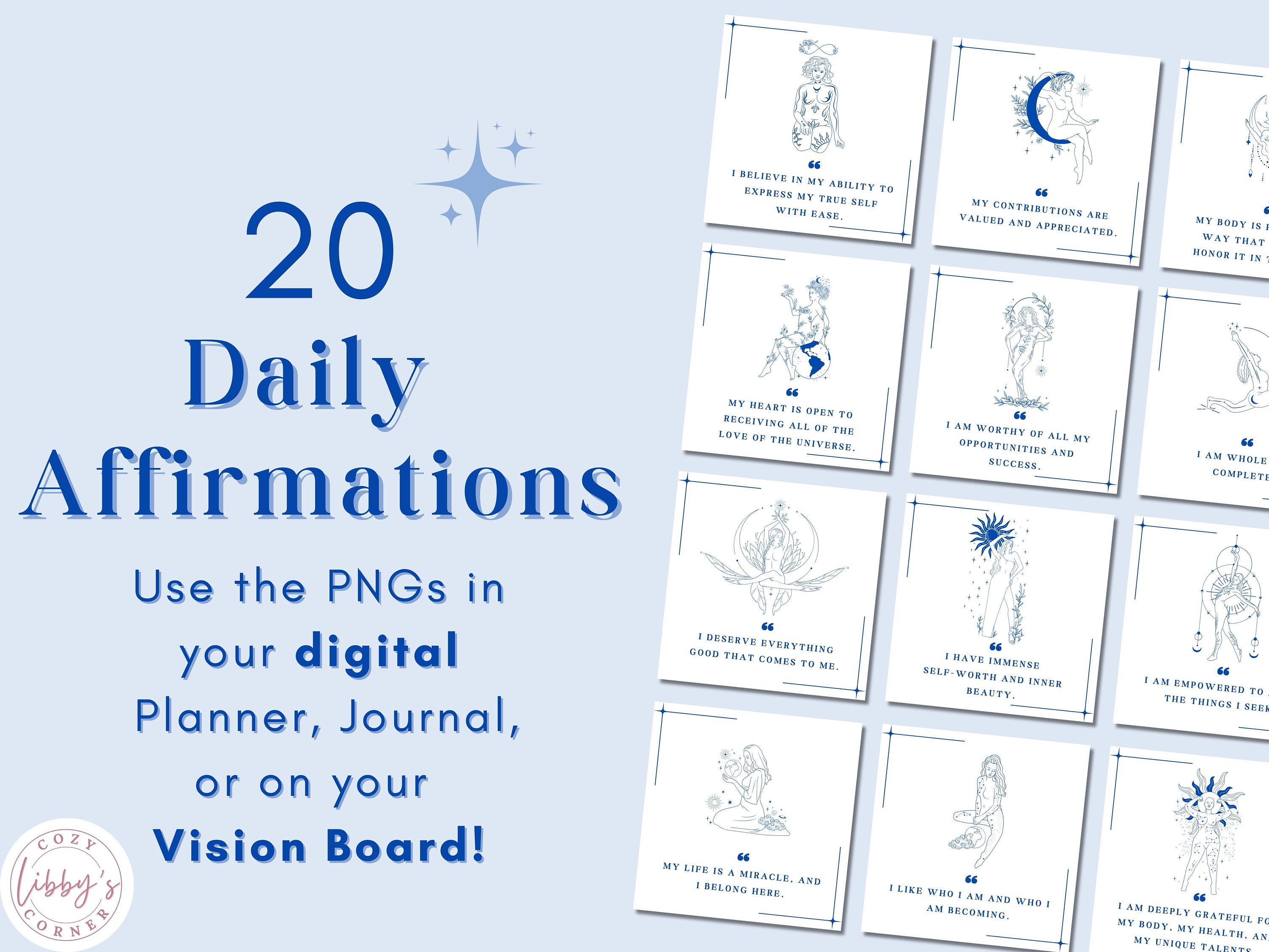 20 Positive Affirmations Card Deck Manifesting Kit Self Care Vision ...