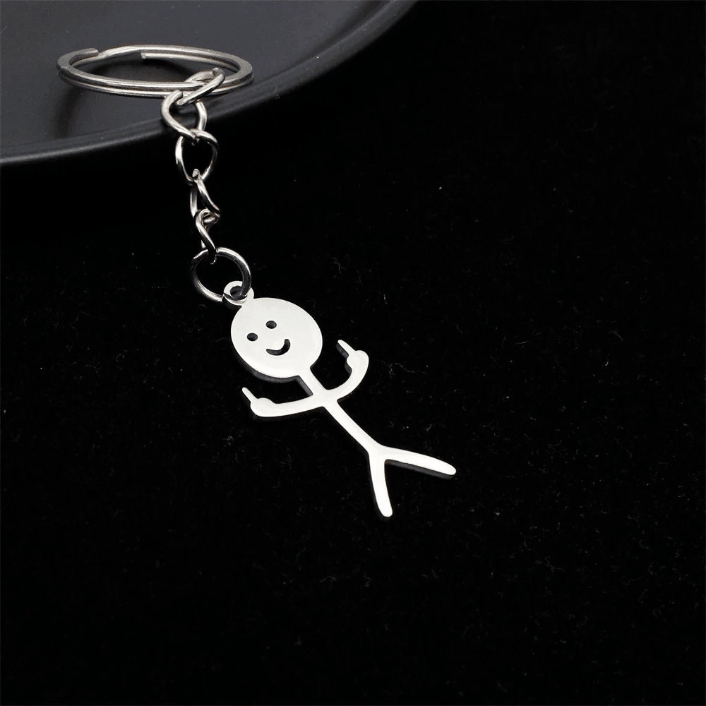Funny Middle Finger Stick-man Cat Dog & Frog Keychain Funny - Etsy UK