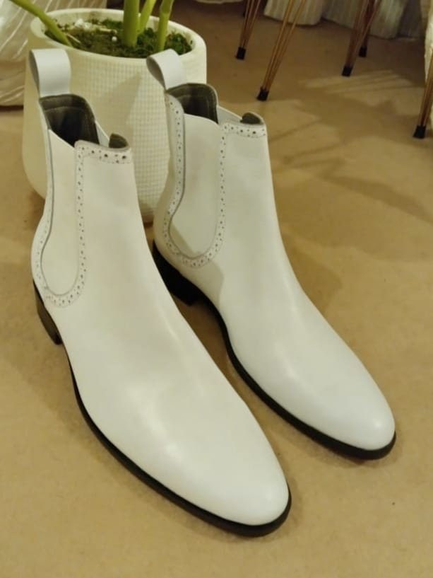 White Chelsea Boots Men Leather Ankle Boots, Long Boots, Western Boots ...