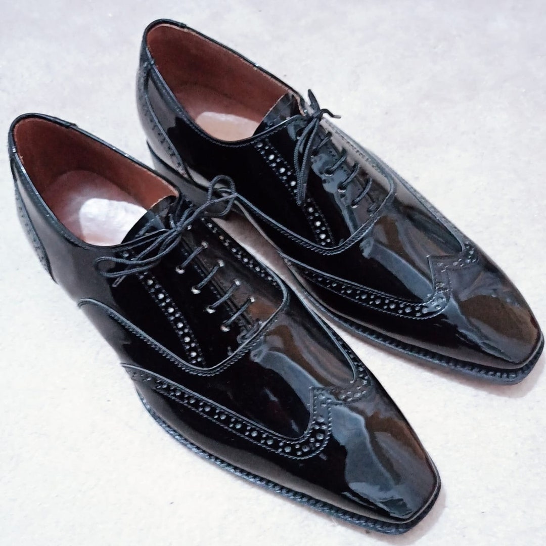 Oxford Black Patent Leather Shoes for Men Black Dress Shoes - Etsy