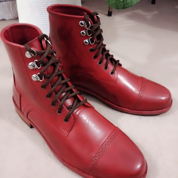 Red Ankle Boots - Etsy