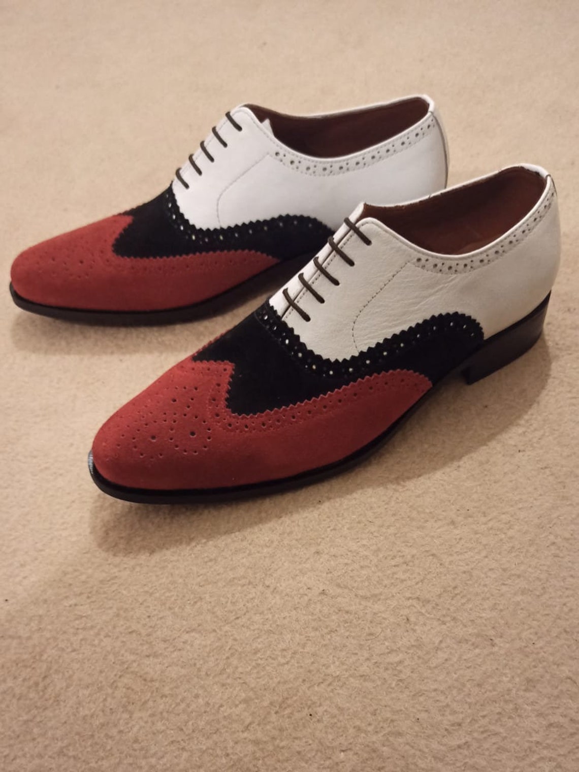 Spectator Shoes for Men's Fashion Shoes Brogue Toe Wingtips Dress Shoes ...