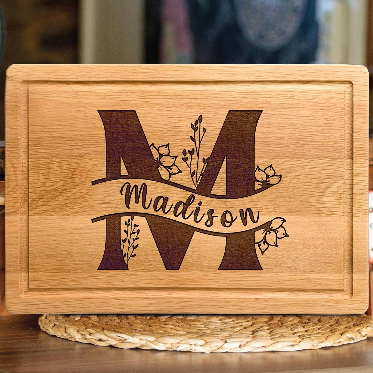 Personalized Monogram Carved Initial Cutting Board, Valentines Day Gift ...