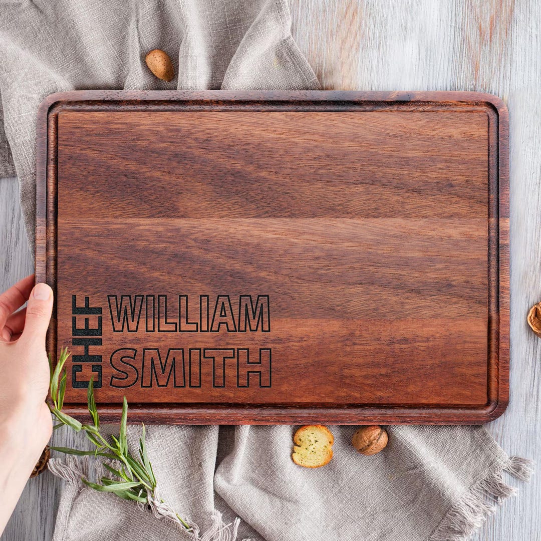 Personalized Wooden Chef Cutting Board, Custom Serving Board Gift ...