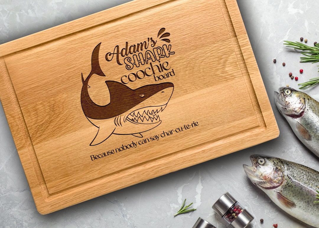 Personalized Shark Coochie Cutting Board, Funny Home Decor Gift for ...