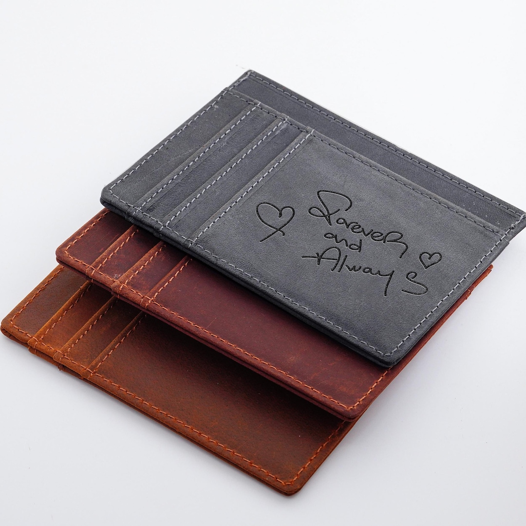 Minimalist Leather Wallet, Slim Card Holder, Personalized Card Holder ...