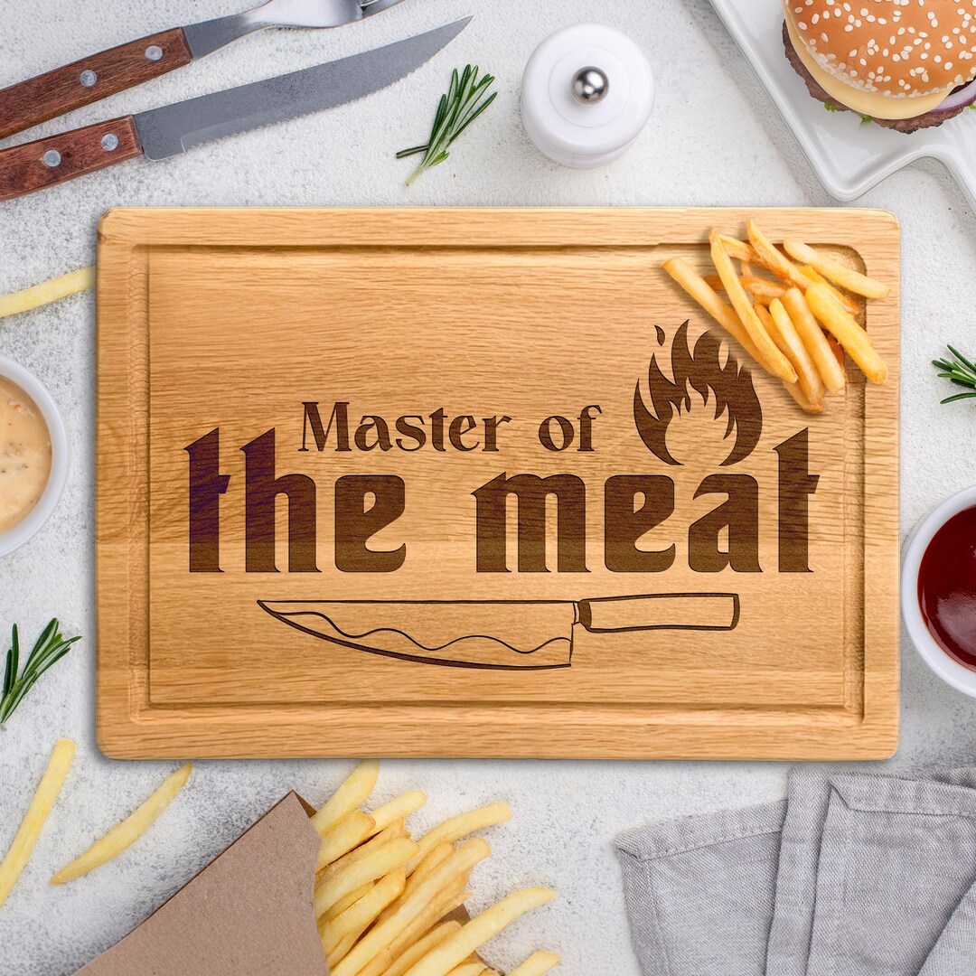 Custom Carving Meat Board, Personalized BBQ Gift for Dad, Wooden ...