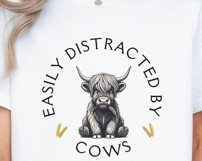 Easily Distracted by Cows T-shirt - Cow Lover Gift - Funny Cow Tee ...