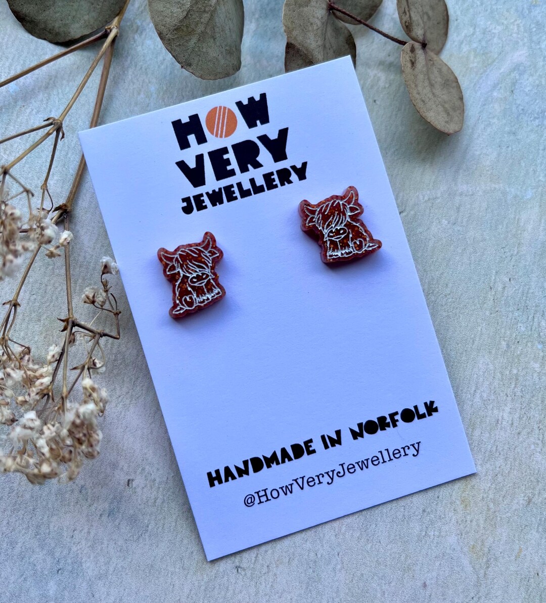 Handmade Tiny Highland Cow Earrings, Highland Coo Earrings, Christmas ...