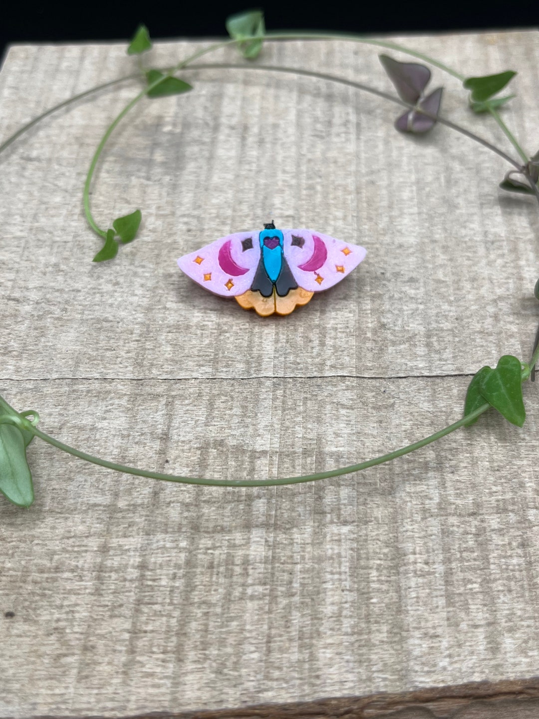 Pink Moth Pin/brooch/badge, Old School Tattoo Style, Lepidoptera ...