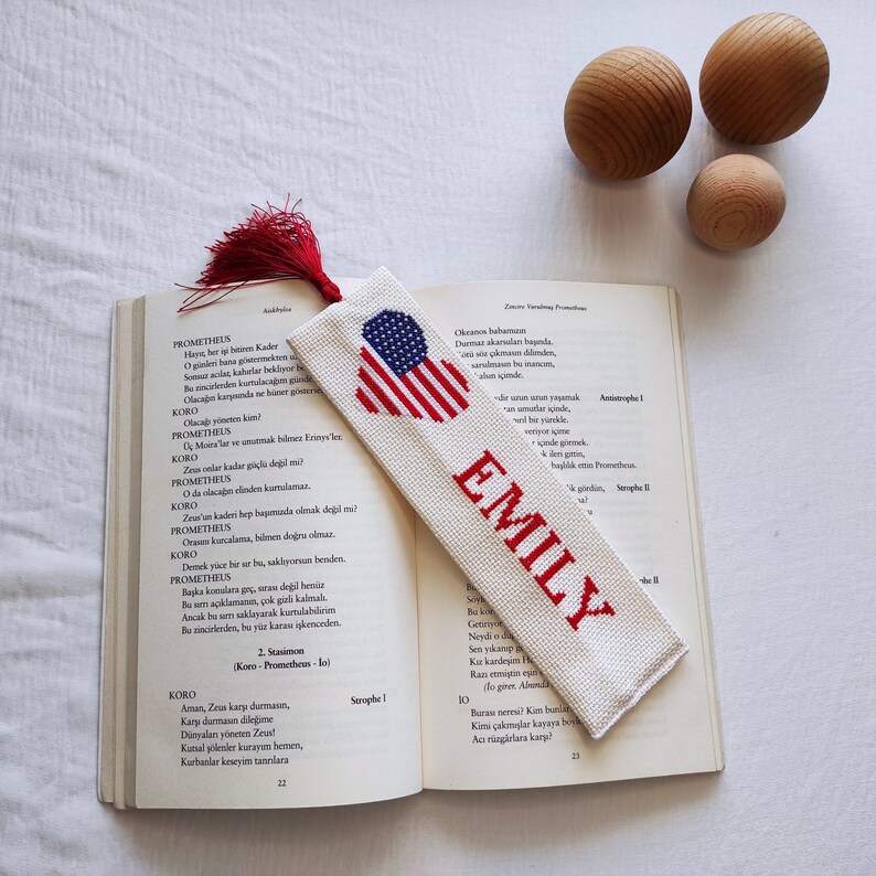 American Flag Bookmark Personalized Bookmark Cross Stitch USA Flag ...