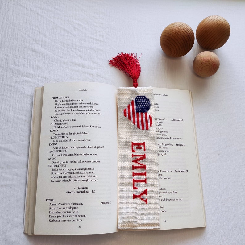 American Flag Bookmark Personalized Bookmark Cross Stitch USA Flag ...