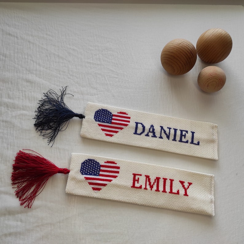 American Flag Bookmark Personalized Bookmark Cross Stitch USA Flag ...