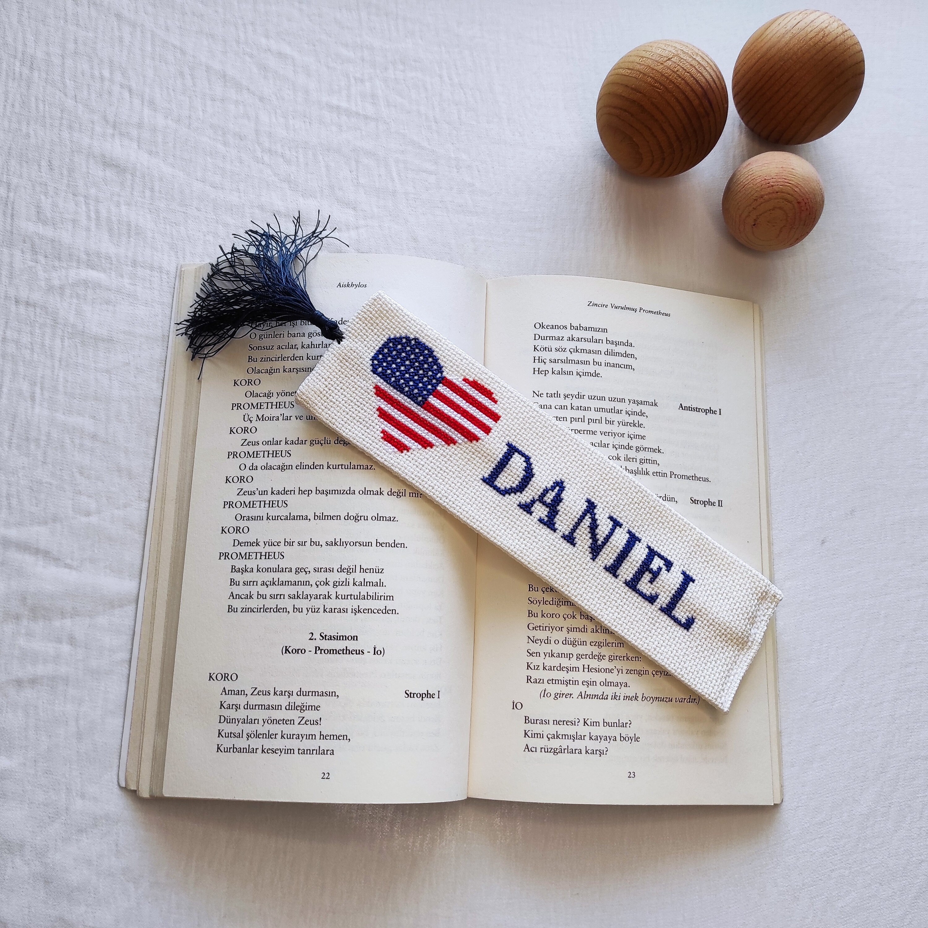 American Flag Bookmark Personalized Bookmark Cross Stitch USA Flag ...