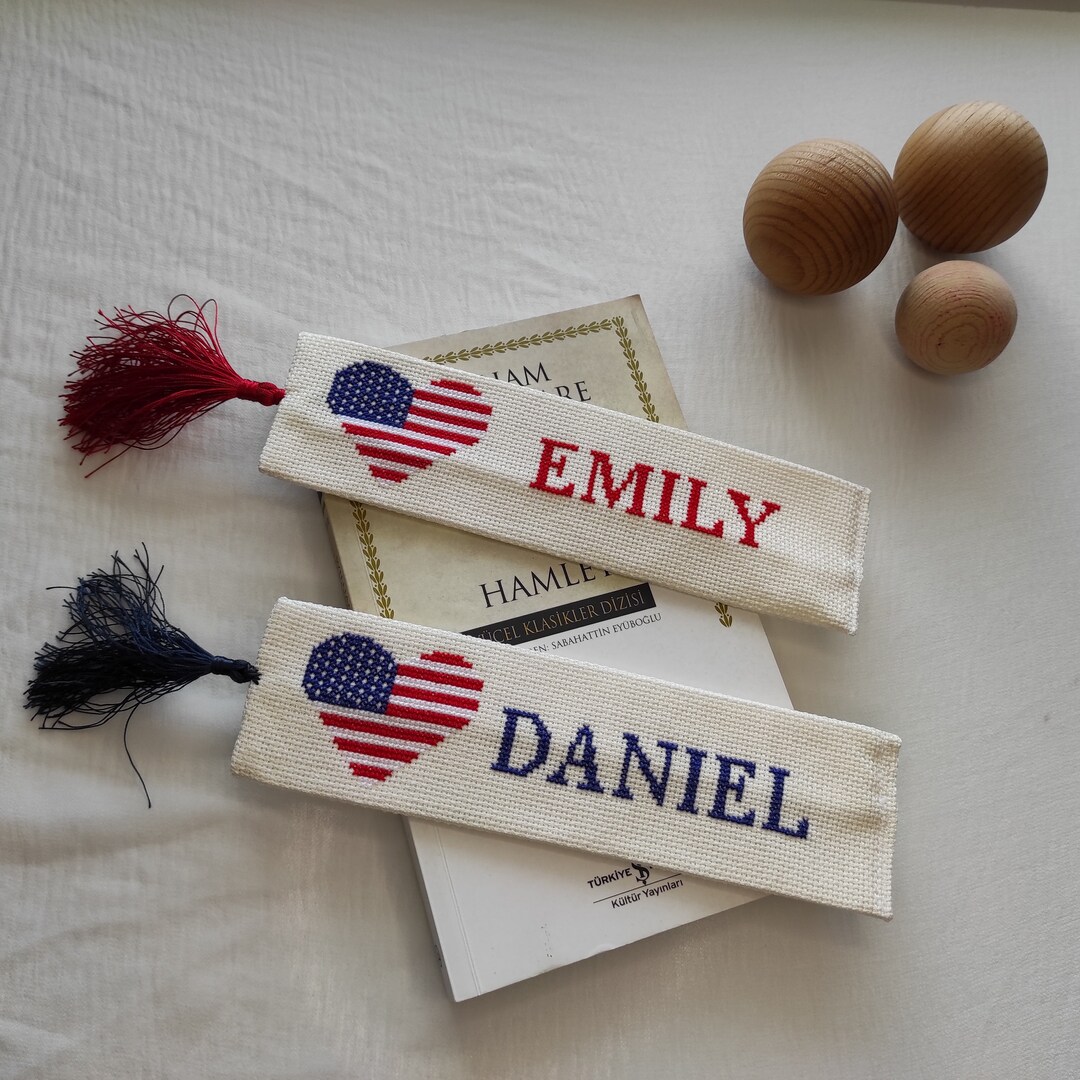 American Flag Bookmark Personalized Bookmark Cross Stitch USA Flag ...