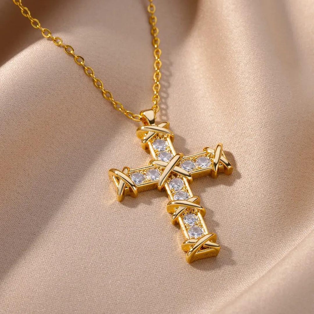 Christian Cross Necklace Gold Cross Necklace Christian Faith Pendant ...