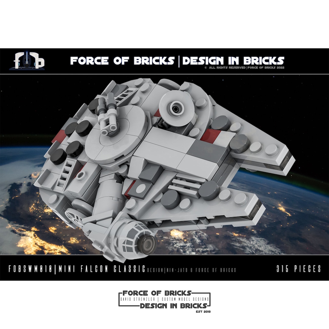 Mini Falcon Classic Spaceship | Force of Bricks | Custom Building Kit ...