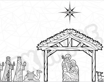 Nativity Scene Coloring Banner - Etsy