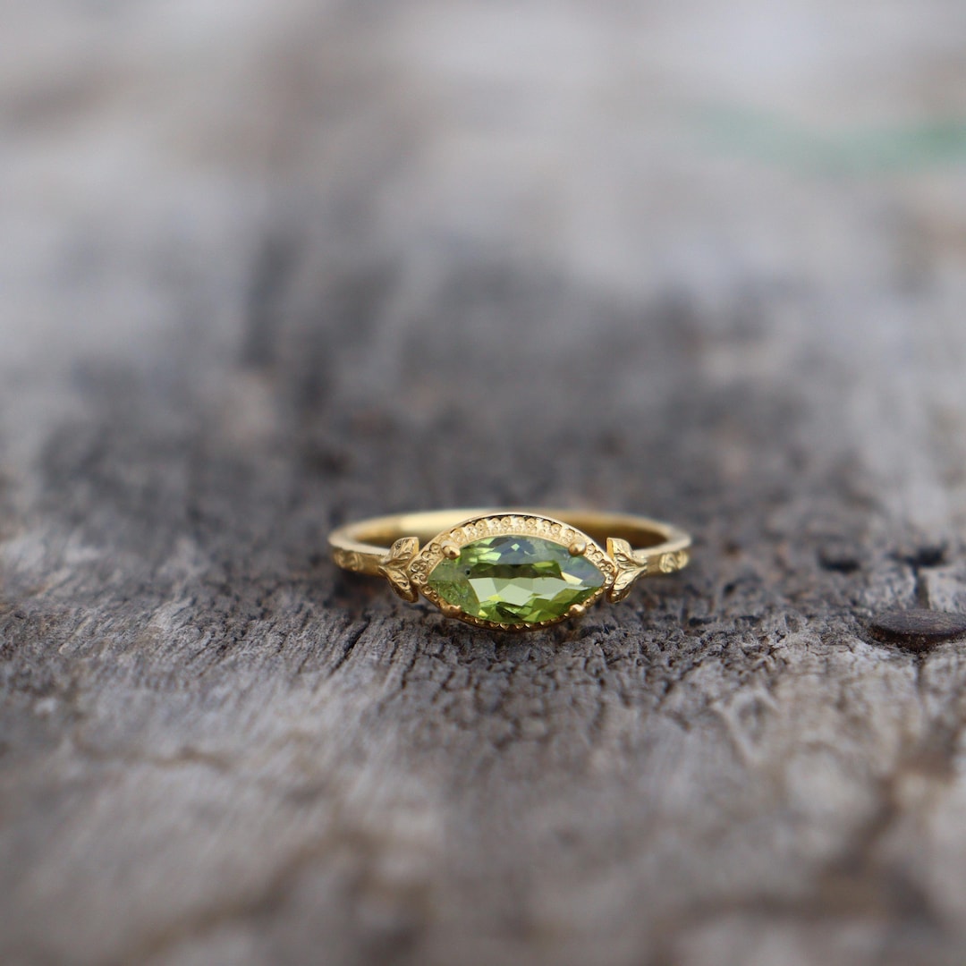 Peridot Ring, Women's Ring, 18k Gold Plated 925 Sterling Silver ...