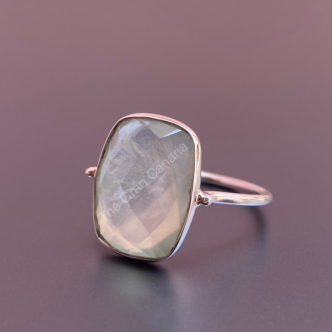 Genuine Prehnite Checker Cut Gemstone 925 Sterling Silver Jewelry ...