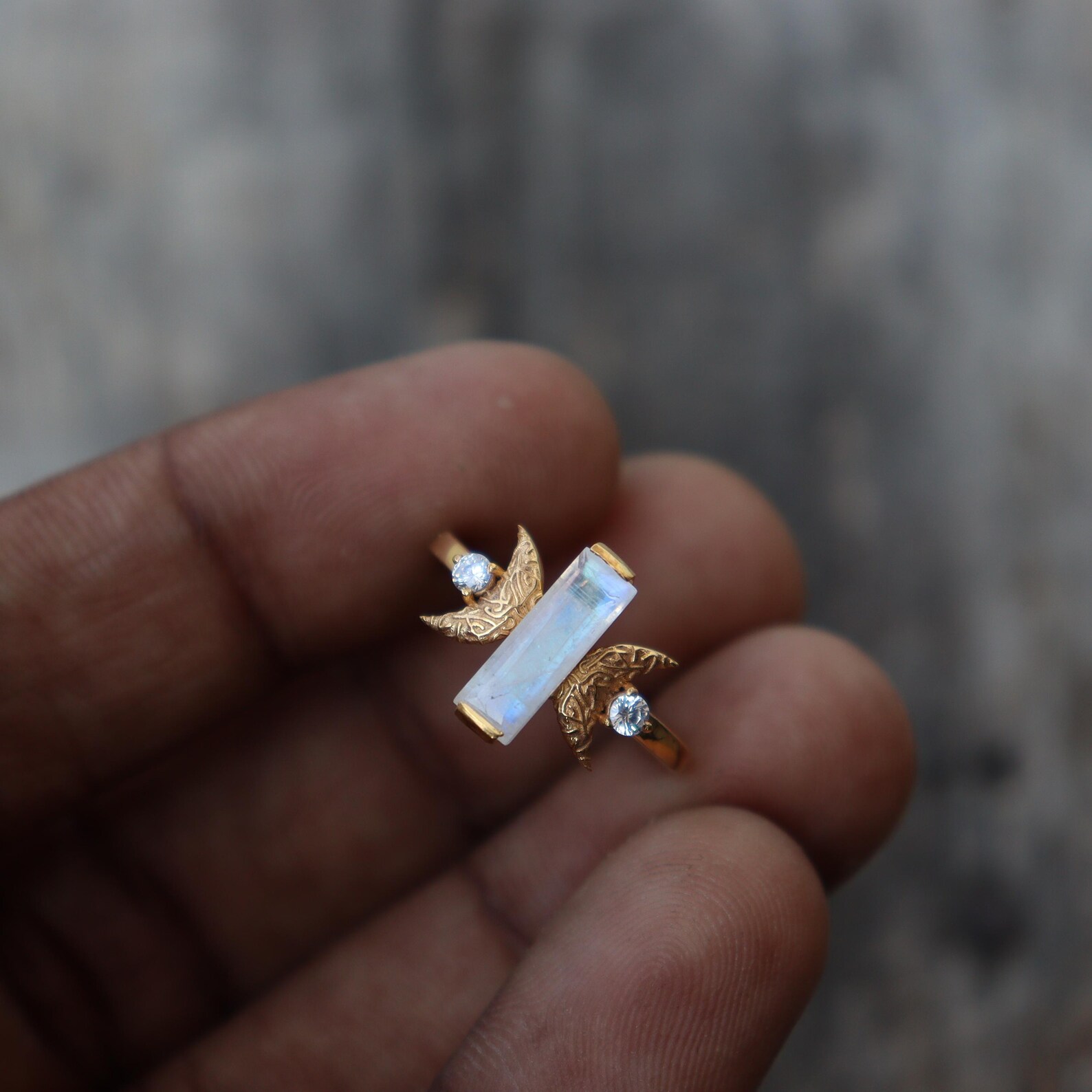 Genuine Moonstone Ring, 925 Sterling Silver Ring, Handmade Ring ...