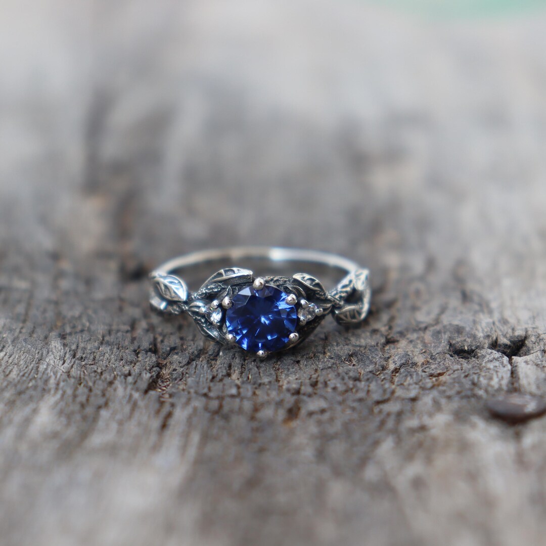 Unique Genuine Sapphire Tree Branch Ring, Blue Sapphire Ring, 925 ...