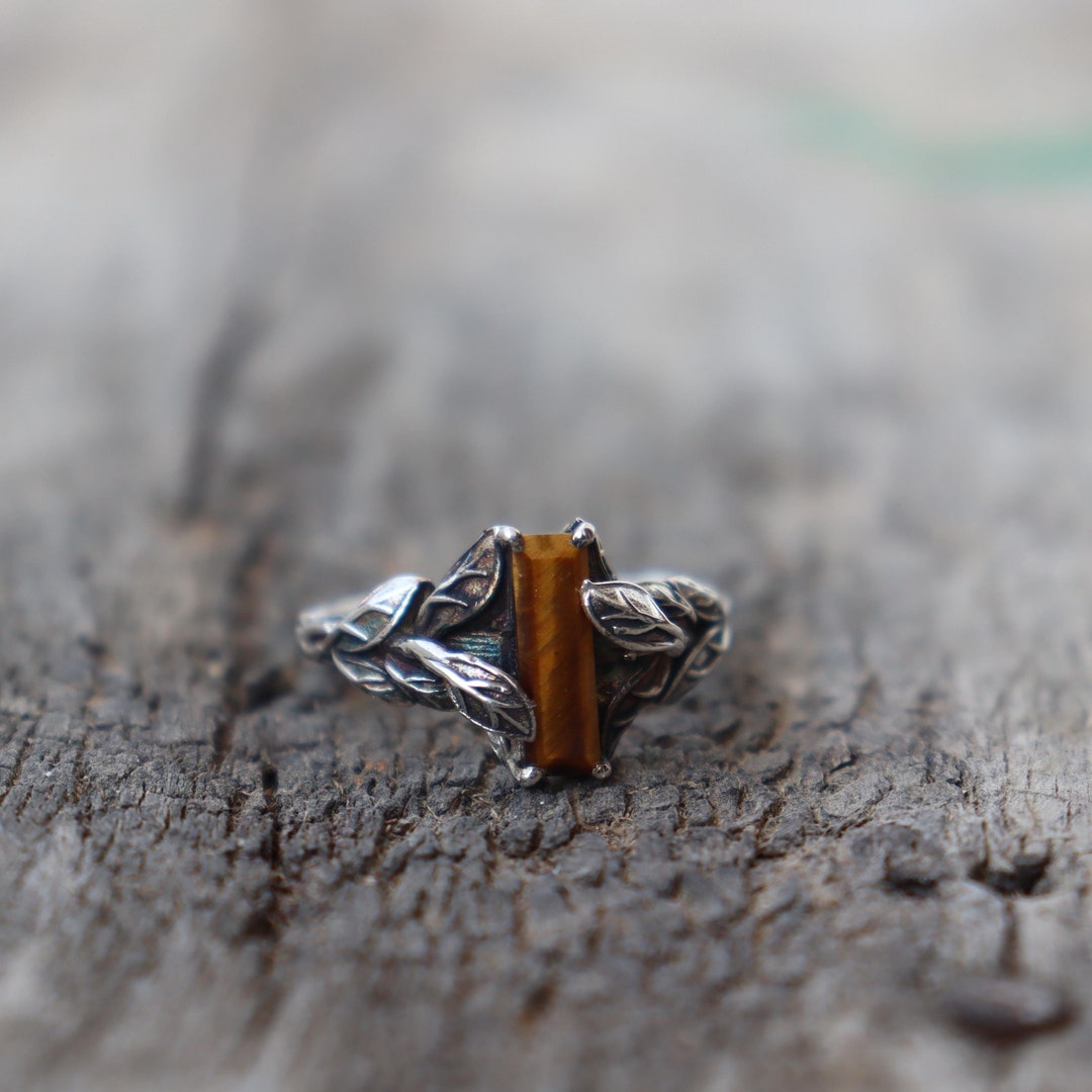 Tigers Eye Ring - Nature Inspired Solid Silver - Gold Plated Ring ...