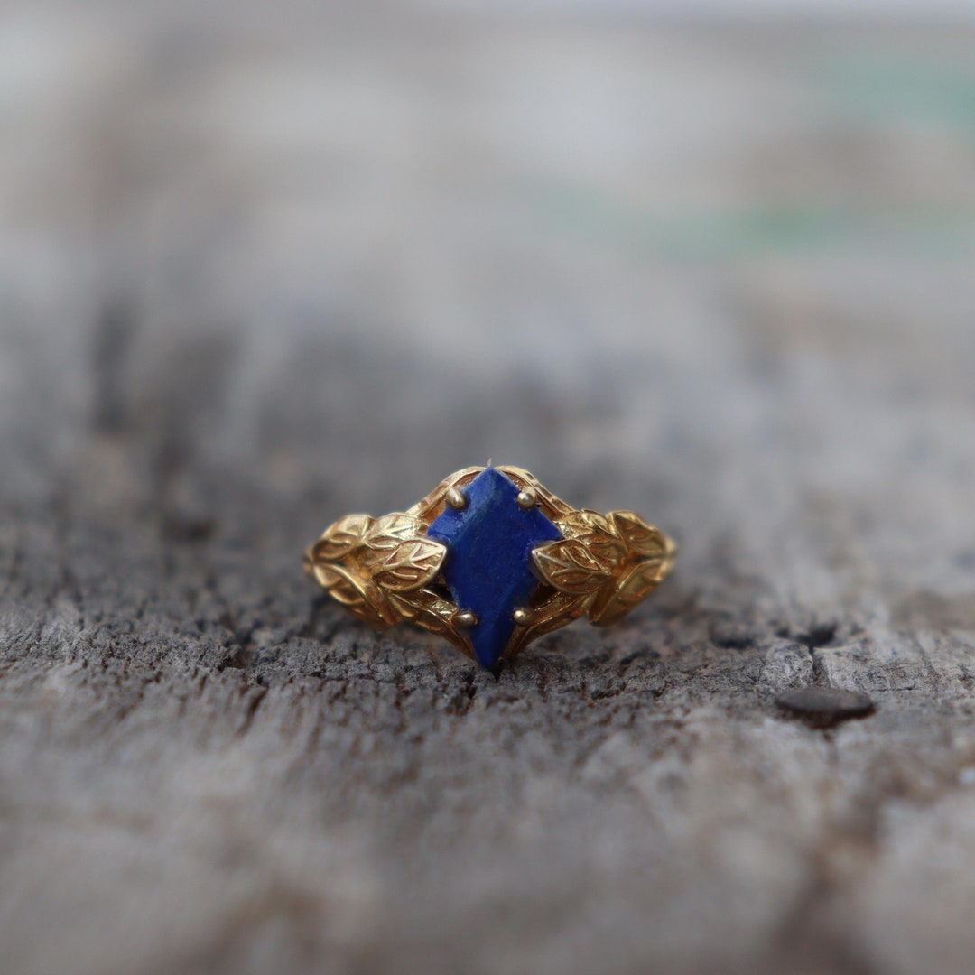Natural Lapis Lazuli Gemstone Ring ~ Kite Lapis Ring ~ Handmade Boho ...